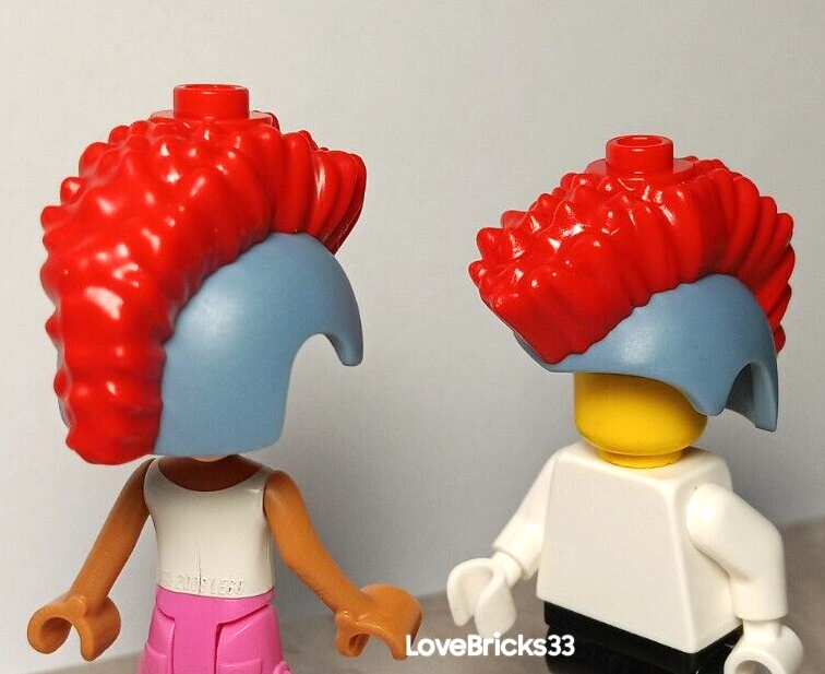 New LEGO MOHAWK Hair Wig Skull Cap BIG LOUD PUNK Bright Red GREEK ...
