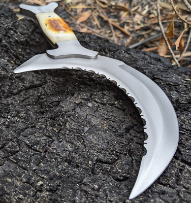 FANTASY KNIFE | 10" Boline Moon Crest Ritual Sickle Curved Blade Wiccan ...