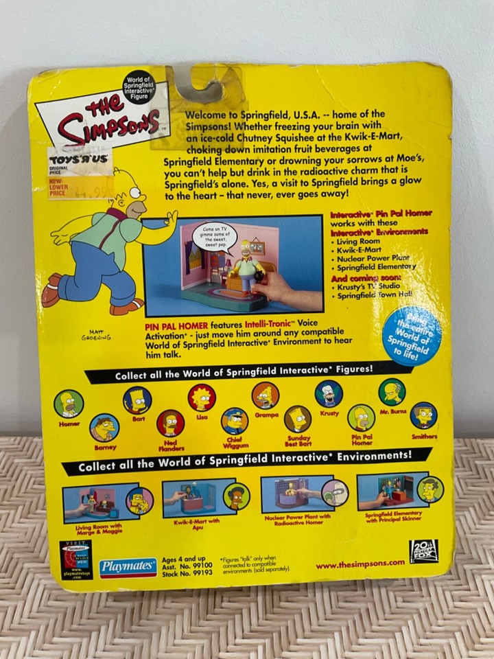 The Simpsons Springfield Interactive Figure Pin Pal Homer Playmates ...