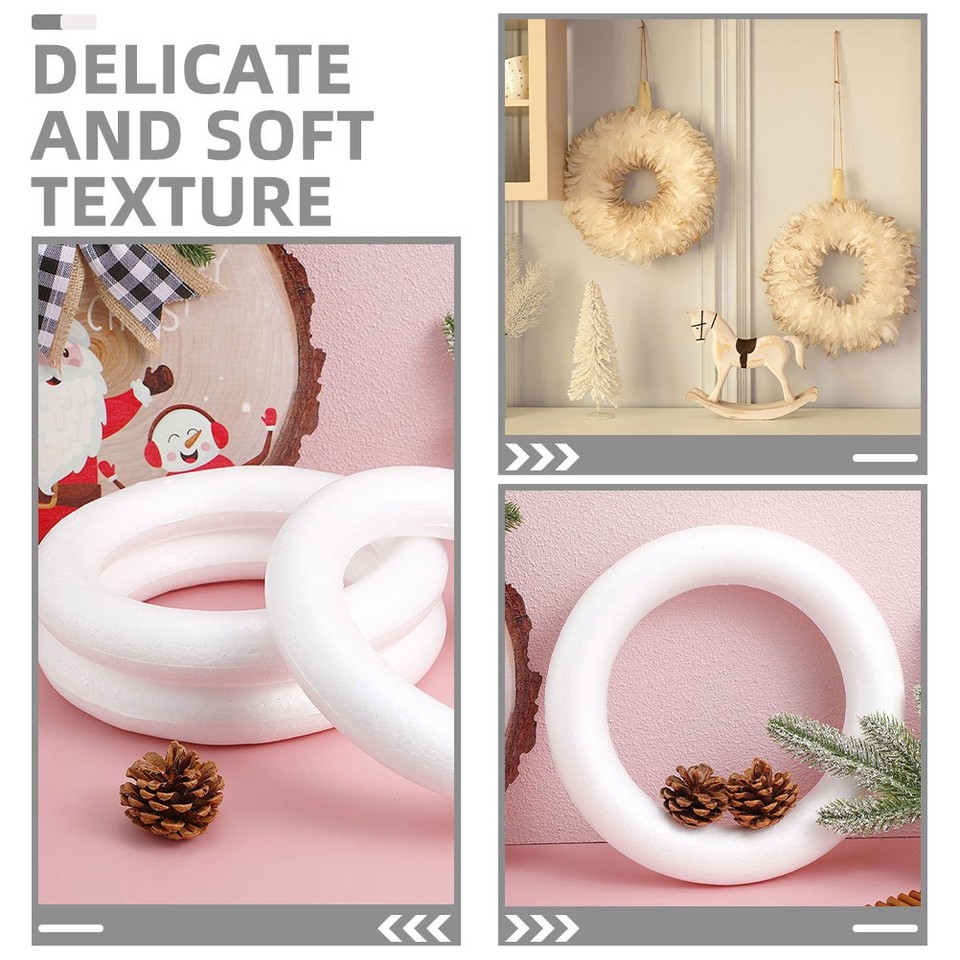 6Pcs Craft Foam Wreath Forms White Rings for Holiday Decorations | eBay ...