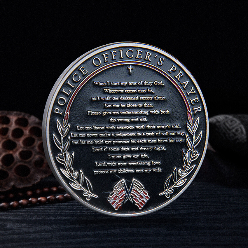 100PCS Police Officer Coin Prayer Thin Blue Line Law Enforcement ...