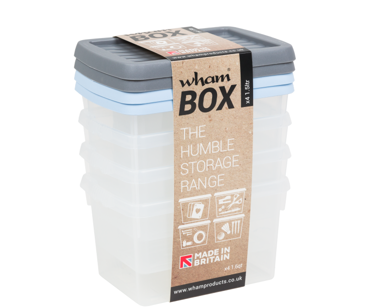 CLEAR STORAGE BOXES 1.5L - WHAM CONTAINERS WITH LIDS STACKABLE STRONG ...