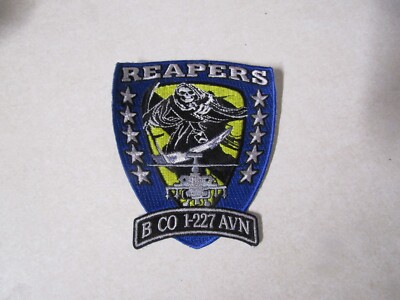 MILITARY PATCH SEW ON B CO 1-227 AVIATION REAPERS 4 1/2 INCHES LARGER ...