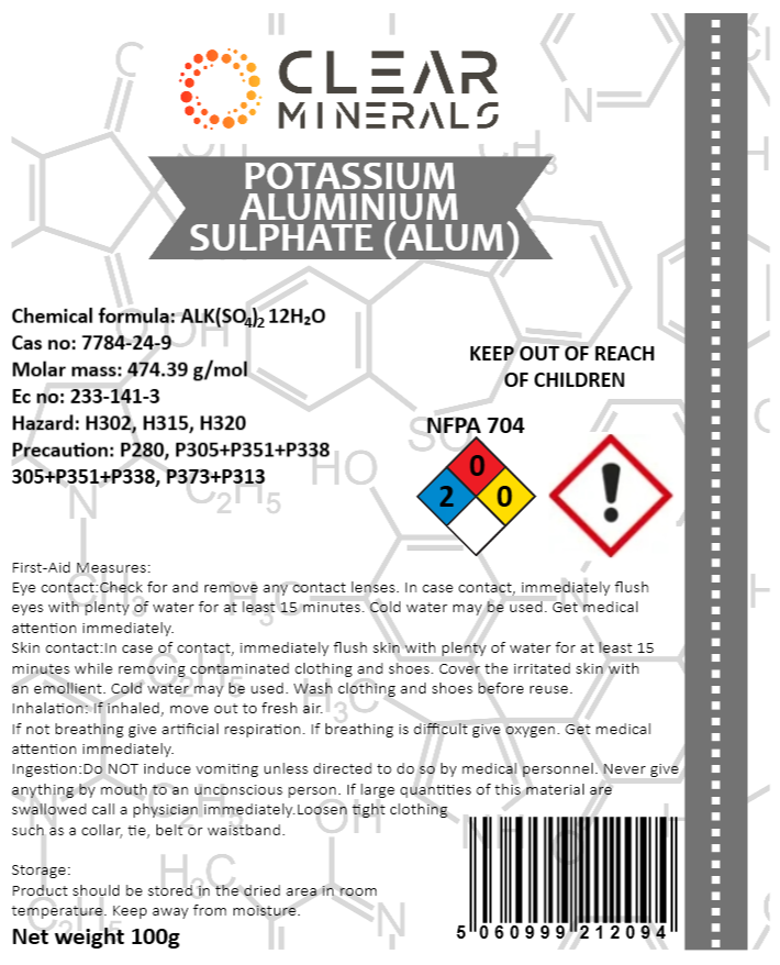 100g Potassium aluminium sulphate | Potash Alum | water purifier ...