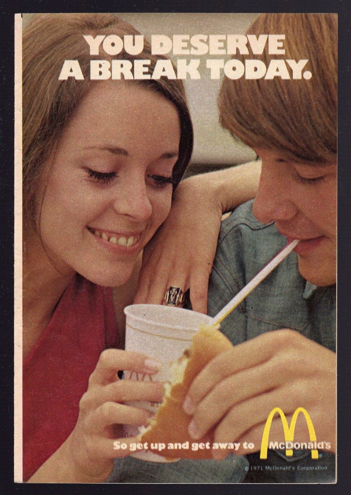 1971 MCDONALDS RESTAURANT AD GOLDEN ARCHES SHE DESERVES A BREAK TODAY 5 ...
