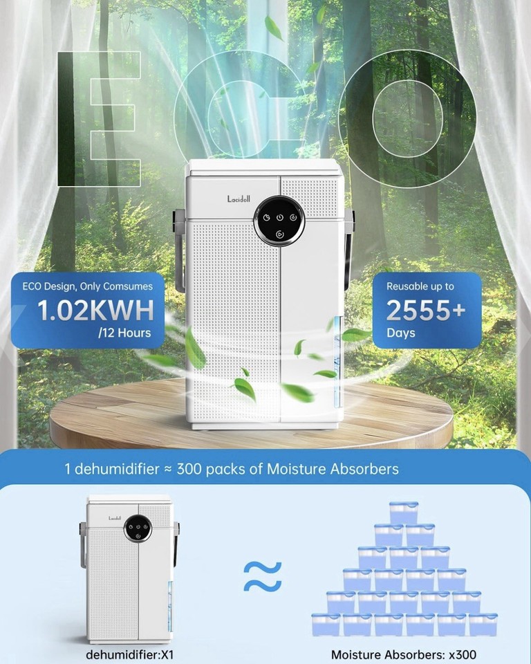 3.5L Portable Dehumidifier Quiet Operation Auto Defrost Drain Hose 7 ...