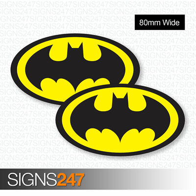 2 x BATMAN STICKERS 80mm Wide Vinyl Car Logo Stickers Laptop Bike Van ...