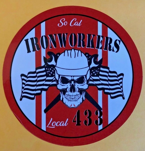 So Cal Ironworkers local 433 sticker union trade welding hard hat spud ...