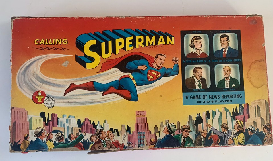 CALLING SUPERMAN BOARD GAME 1954 TRANSOGRAM IN BOX No. 3843 ...