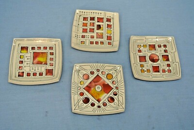 DECORATIVE TRIVETS, TILES, TWO-SIDED, HANDCRAFTED, SIGNED, LOT OF 4 | eBay