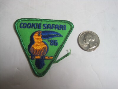 VINTAGE, PATCH, GSA, Girl Scouts, BROWNIE, COOKIE SAFARI 1986, TOUCAN ...