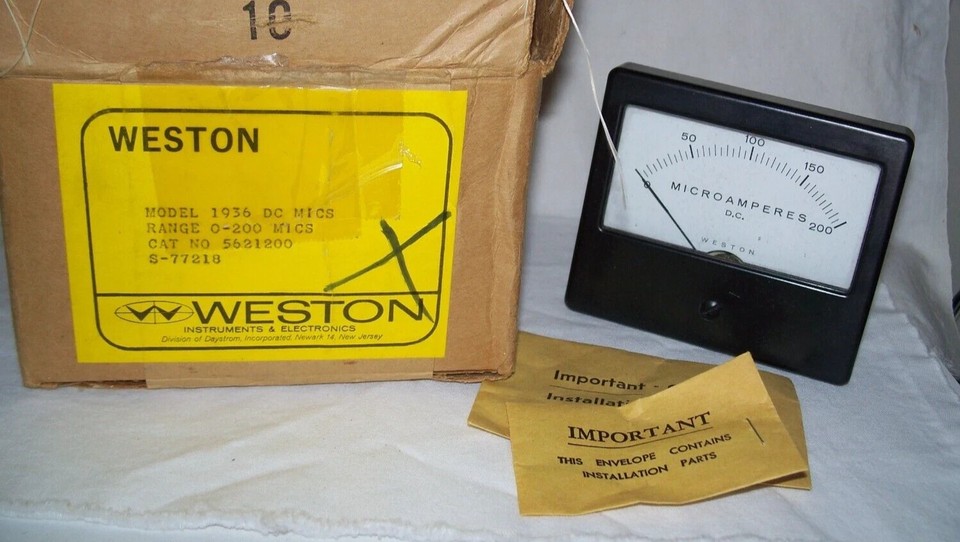Pr. NIB Weston Panel Meters,Model 1936,0-200 microamperes DC,1963 Cat ...