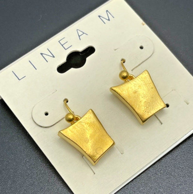 Linea M Matte Gold Metal Geometric Drop Pierced French Wire Earrings ...