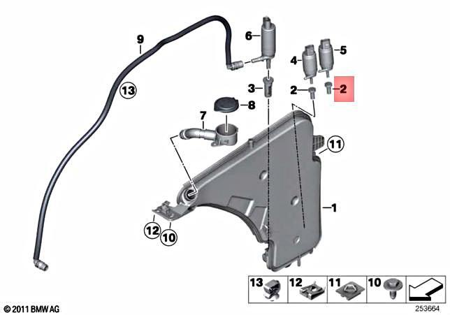 Genuine BMW 3 5 7 Series Windshield Washer Pump Grommet Strainer ...