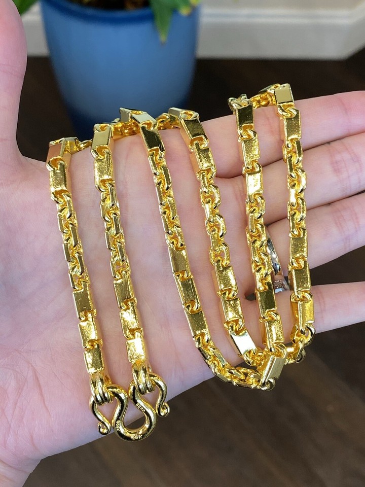 9999 24k Solid gold 175 Gram 3 Box + Anchor Style Chain 25” 5.2mm | eBay
