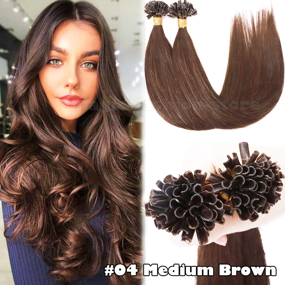 Remy Nail U Tip 100 Human Hair Extensions Fusion Keratin Pre Bonded