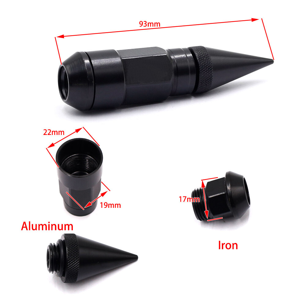 20pc Lug Nuts With Spike M12x1.5 Universal Aluminum Extender Close End ...