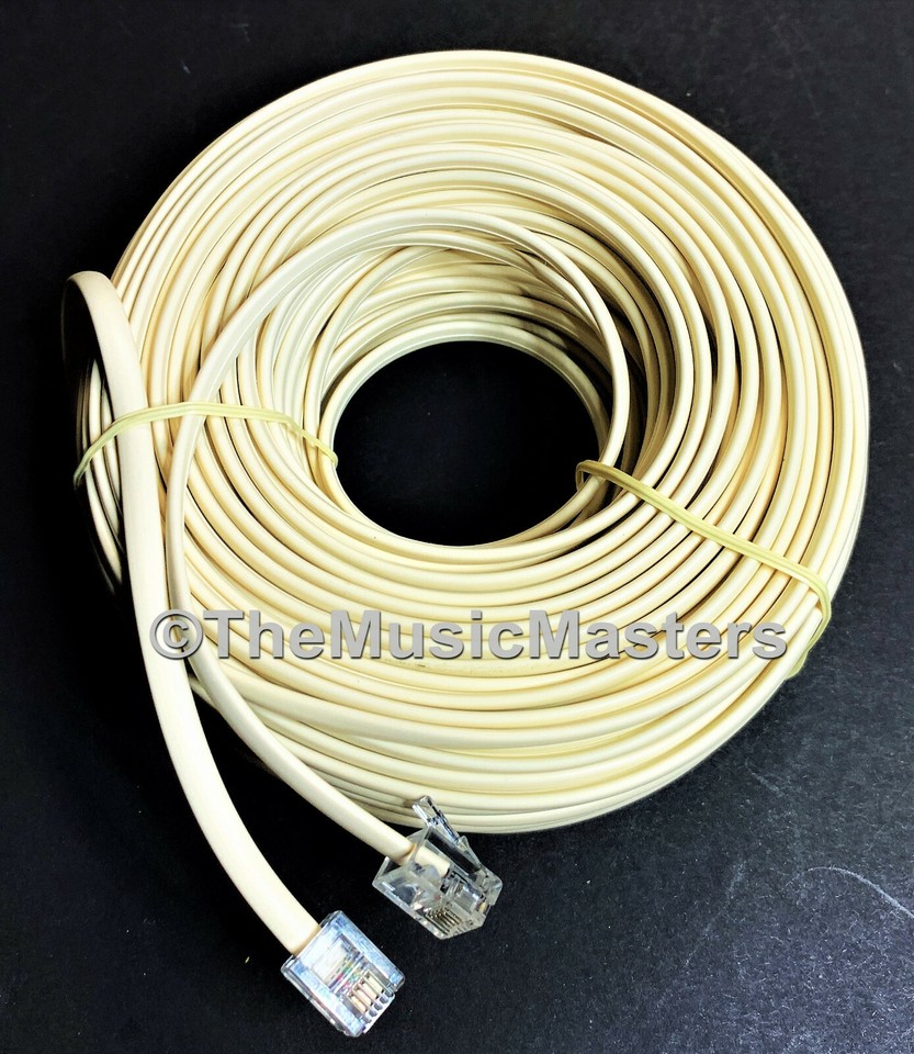 Ivory 100' ft Telephone Modular Line Cord Phone Cable Extension Wire ...