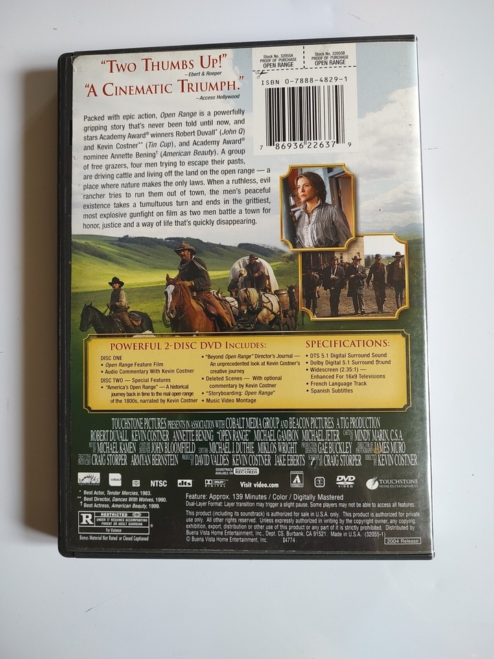 Open Range -Kevin Costner (DVD, 2003) **Disc Only No Box or Artwork ...