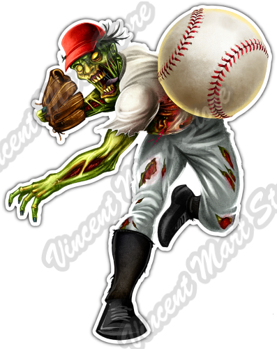 Zombie Baseball Player Pitch Pitcher Sport Car Bumper Vinyl Sticker ...