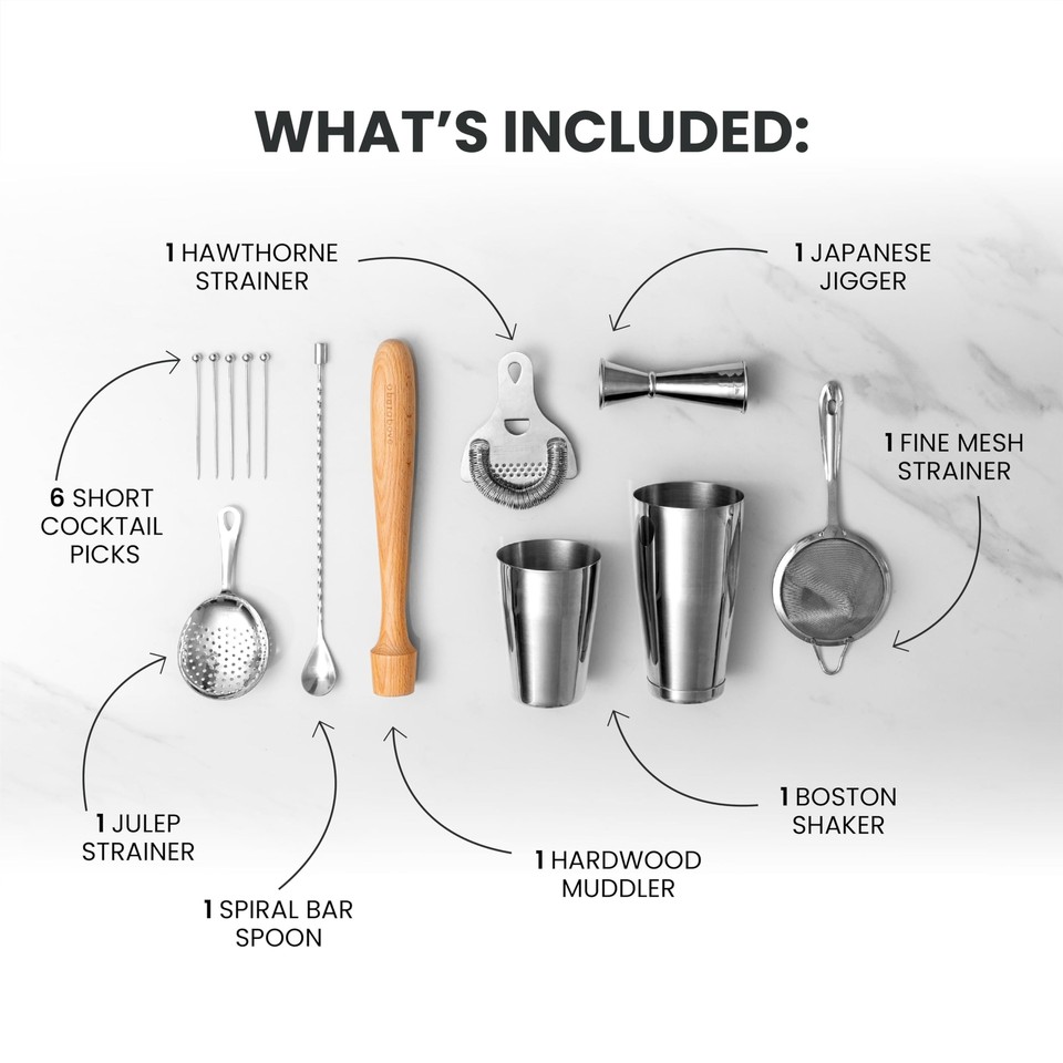 A Bar Above 14-Piece Professional Bartender Gift Set - Premium Barware ...