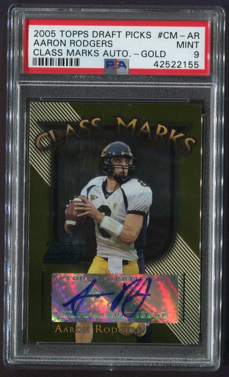 2005 TOPPS DRAFT PICKS AARON RODGERS GOLD AUTO RC *#07/10 PSA 9 AUTO ...