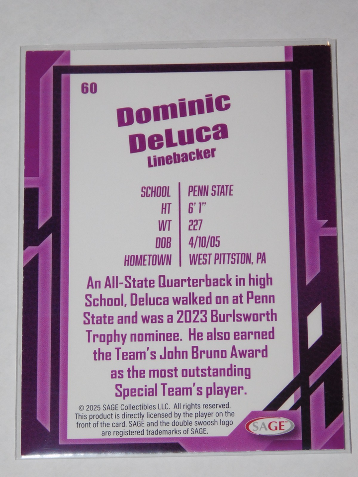 2026 SAGE LOW SERIES BLUE DOMINIC DELUCA CARD #60 | eBay