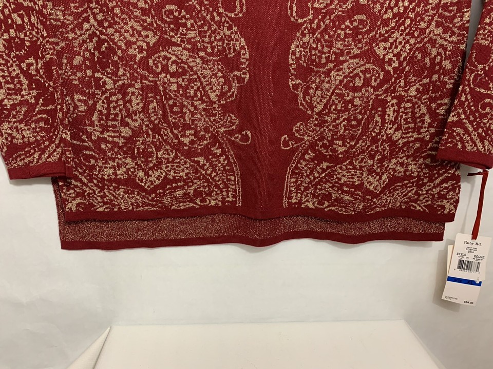 Ruby Rd. Cozy Up Womans Sweater Sparkling Claret Gold Size XL New With ...