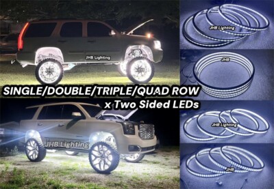 15.5" 17.5" Single Double Triple Quad ROW Two-Sided WHITE LED Wheel Rim ...