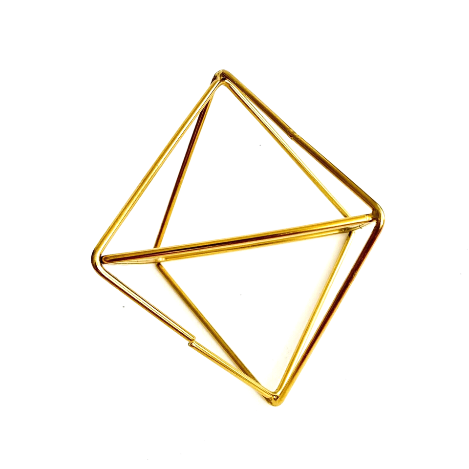 1993 Brass Geometric Diamond 3D Line Shape Mid-Century Minimalism ...