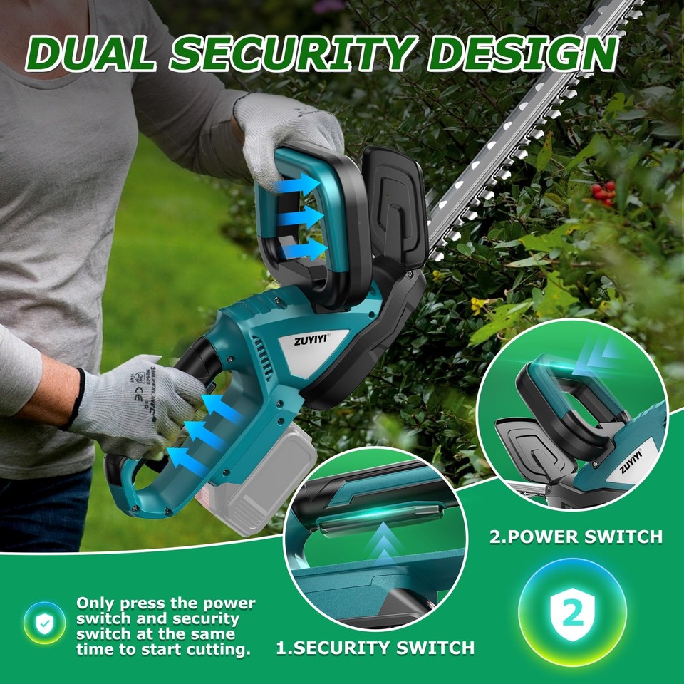 ZUYIYI Cordless Hedge Trimmer for 18V Makita Battery, Electric Bush ...
