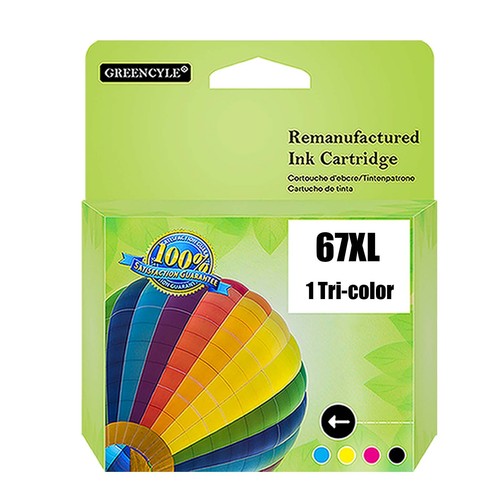 1Pk Tri-color Ink for HP 67 XL 67XL ENVY 6052 6055 6058 6075 DeskJet ...