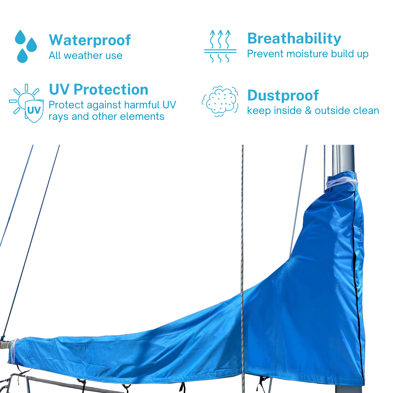 SavvyCraft Waterproof Sailboat Mainsail Boom Cover UV protection ...