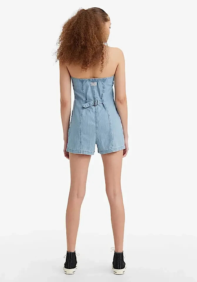 LEVI STRAUSS & CO - WOMEN'S DENIM BUTTON UP HALTER ROMPER - NWT - SZ ...