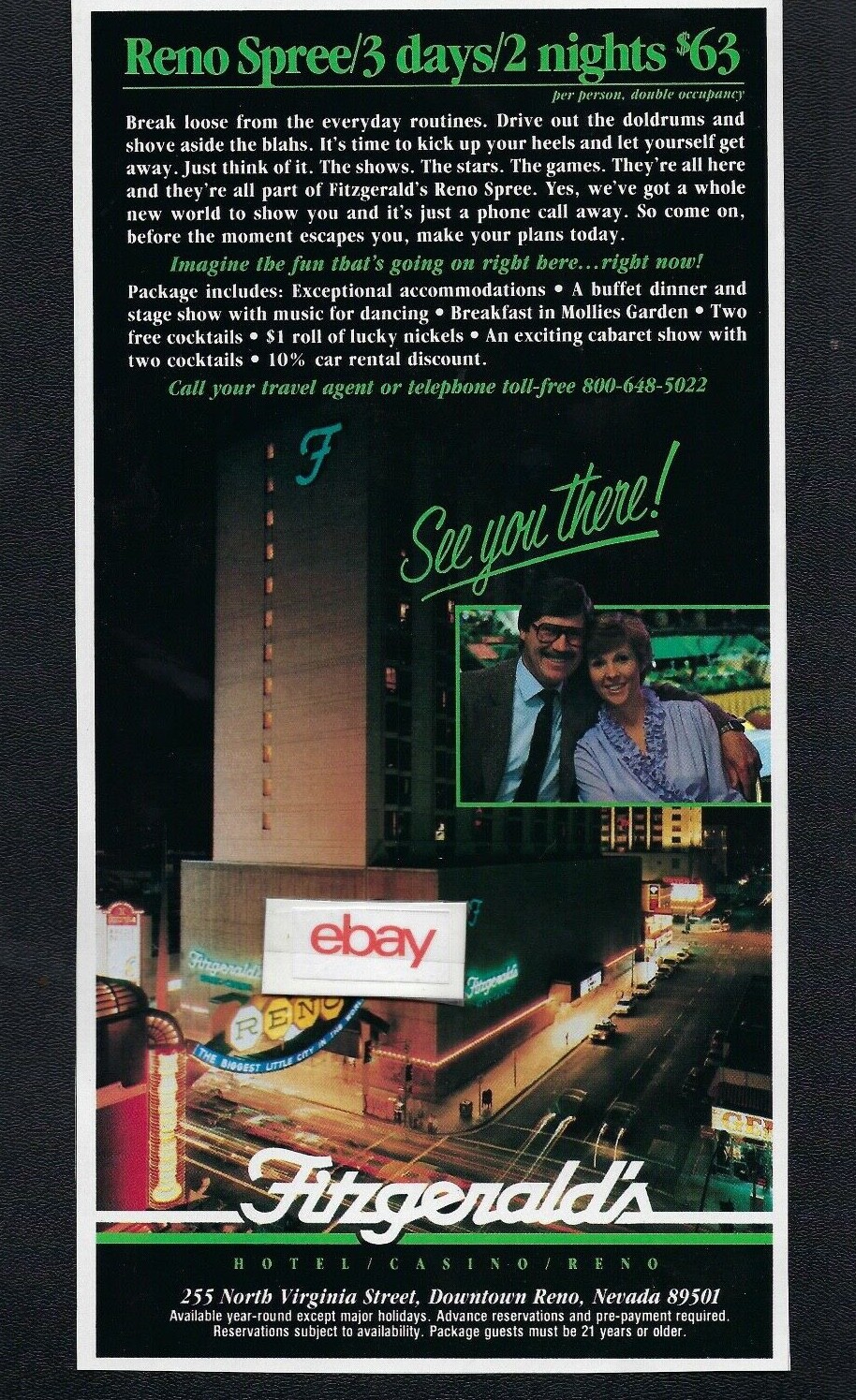 FITZGERALD'S HOTEL & CASINO RENO NEVADA 1984 RENO SPREE SEE YOU THERE ...