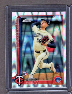 David Festa 2025 Topps Chrome Ray Wave Refractor Rookie RC #156 Twins ...