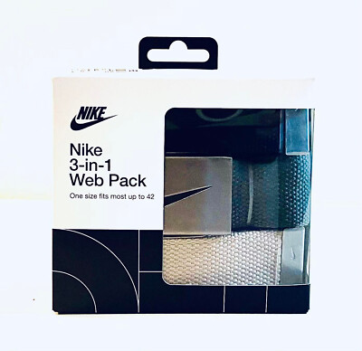Nike Golf Men's 3-in-1 Web Pack Belts Fits Most Up To 42” Waist Blk ...
