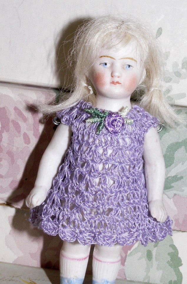 Antique Doll Dress for 4" Miniature Mignonette Doll, Picolette Doll ...
