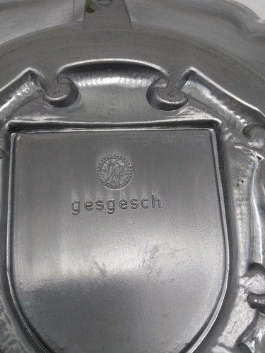 Ges Gesch Pewter Plate Hirschfeld Hunsruck Coat of Arms Crest Heraldry ...
