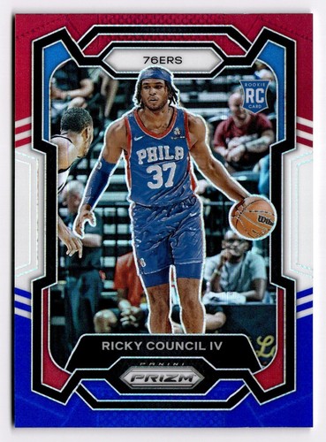 2023-24 Panini Prizm Red White Blue Ricky Council IV #294 Philadelphia ...
