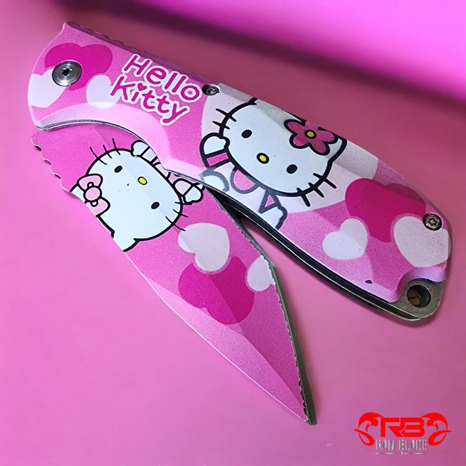 8" PINK HANDLE Kitty SPRING ASSISTED FOLDING POCKET KNIFE Blade Assist ...