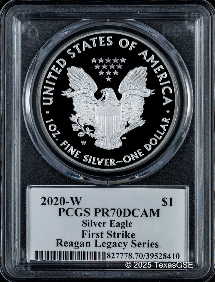 2020-W $1 American Silver Eagle PCGS PR70 First Strike - Cameron Reagan ...