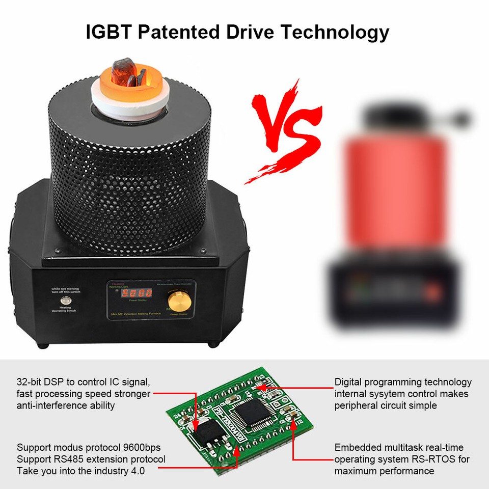 5KW 3KG Mini Induction Furnace Gold Melting Furnace Smelting Crucible ...