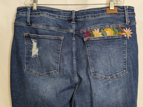 Judy Blue Womens Plus Jeans Plus Size 22W 22 W Floral Flower Embroidery ...