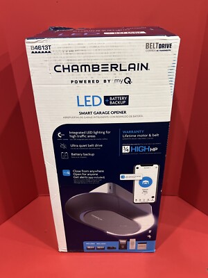 Chamberlain B4613T 3/4 HP LED Smart Quiet Belt Drive Garage Door Opener ...
