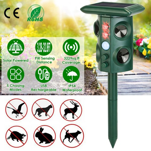 Solar Ultrasonic Chaser Motion Sensor for Deer Raccoon Squirrel Yard ...