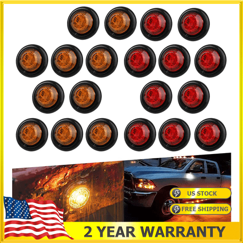 Set Of 20 Red + Amber LED Side Marker Clearance Lights Trailer Truck ...