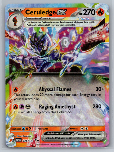 Pokemon TCG Ceruledge EX 036/191 2024 Surging Sparks Double Rare Card ...