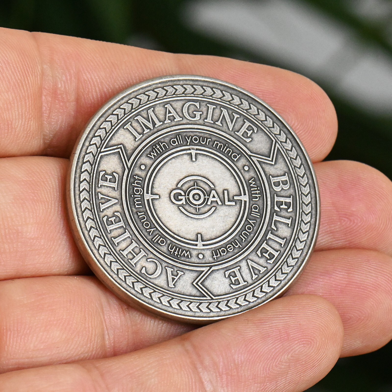 Goal Achiever Coin | EDC Reminder Coins | Daily Motivational Quote ...