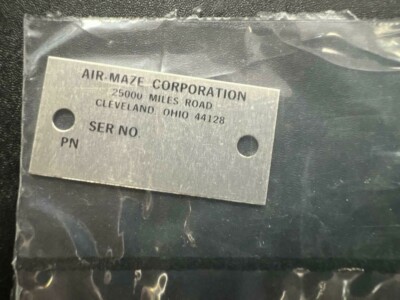 NAME PLATE (HONEYWELL) P/N A17510-3 NE COND # 4421 (10) | eBay
